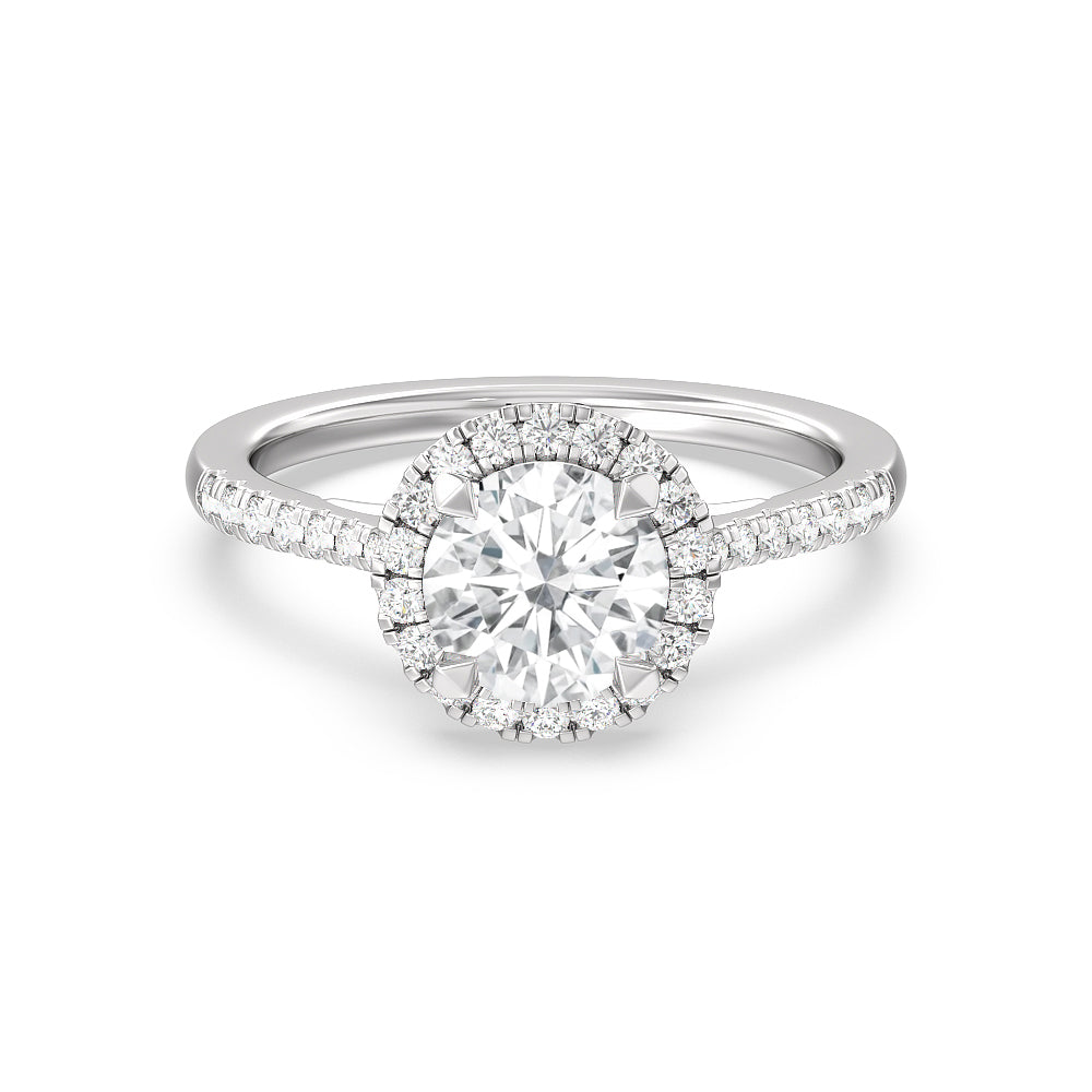 Fishtail Cathedral 1 1/3 CTTW Round Cut Lab Grown Diamond Engagement ...