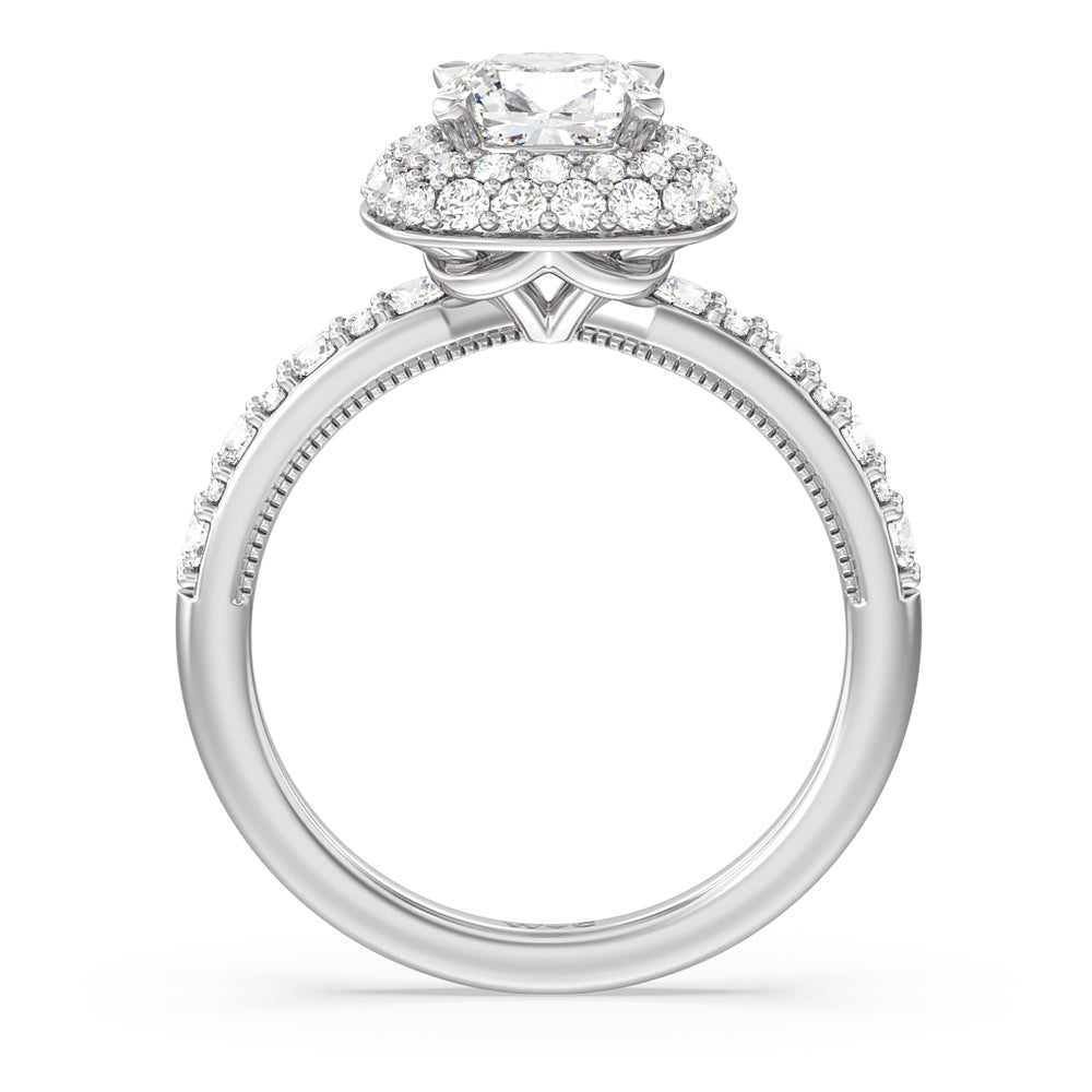 Falling Edge Halo Engagement Ring – With Clarity