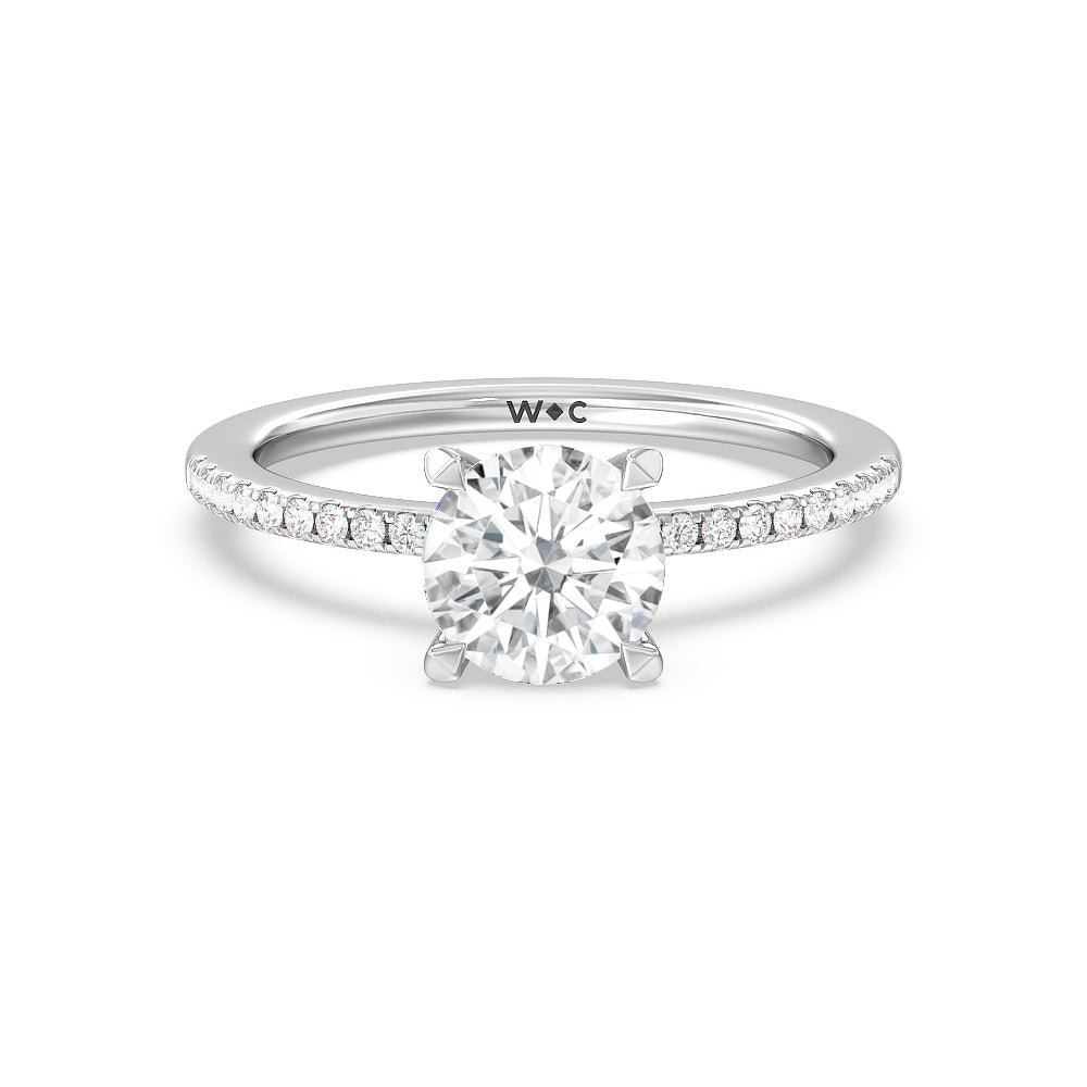 Fine Line 2 1/4 CTTW Round Cut Lab Grown Diamond Engagement Ring in ...
