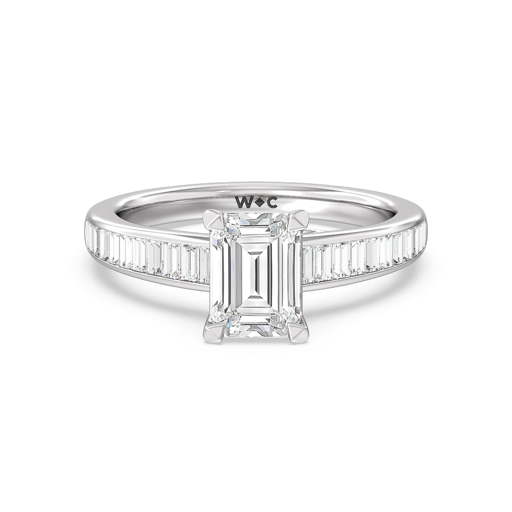 Elegant Channel Set Baguette 2 1/2 CTTW Emerald Cut Lab Grown Diamond ...