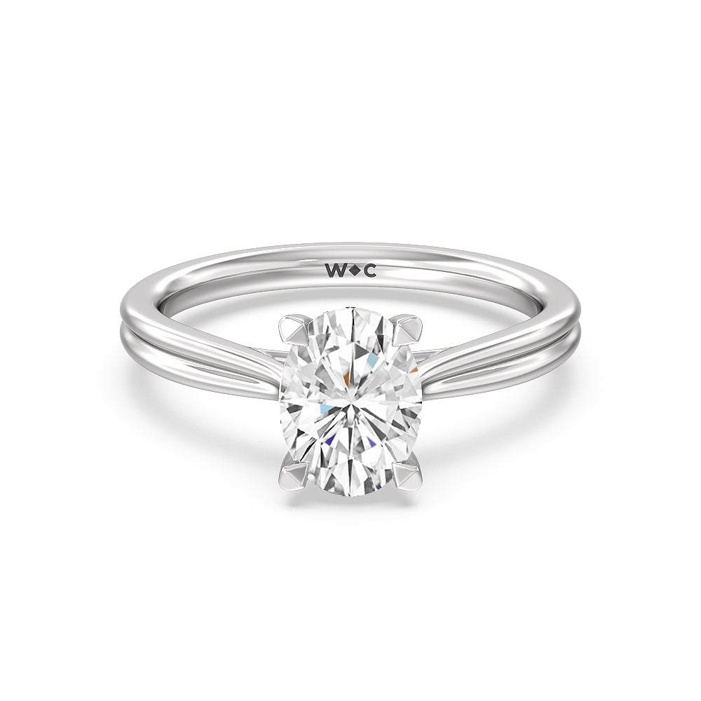 Grooved Taper Cathedral Solitaire 2 CTTW Oval Cut Lab Grown Diamond ...