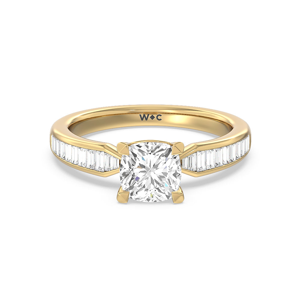 Channel Baguette Deco 1 7/8 CTTW Cushion Cut Lab Grown Diamond ...