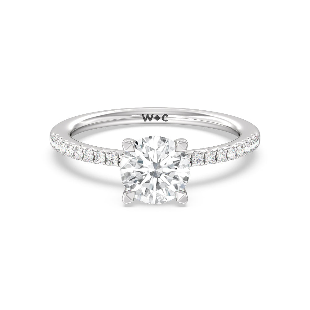 Studded Prong Hidden Halo 2 1/3 CTTW Round Cut Lab Grown Diamond Hidden ...
