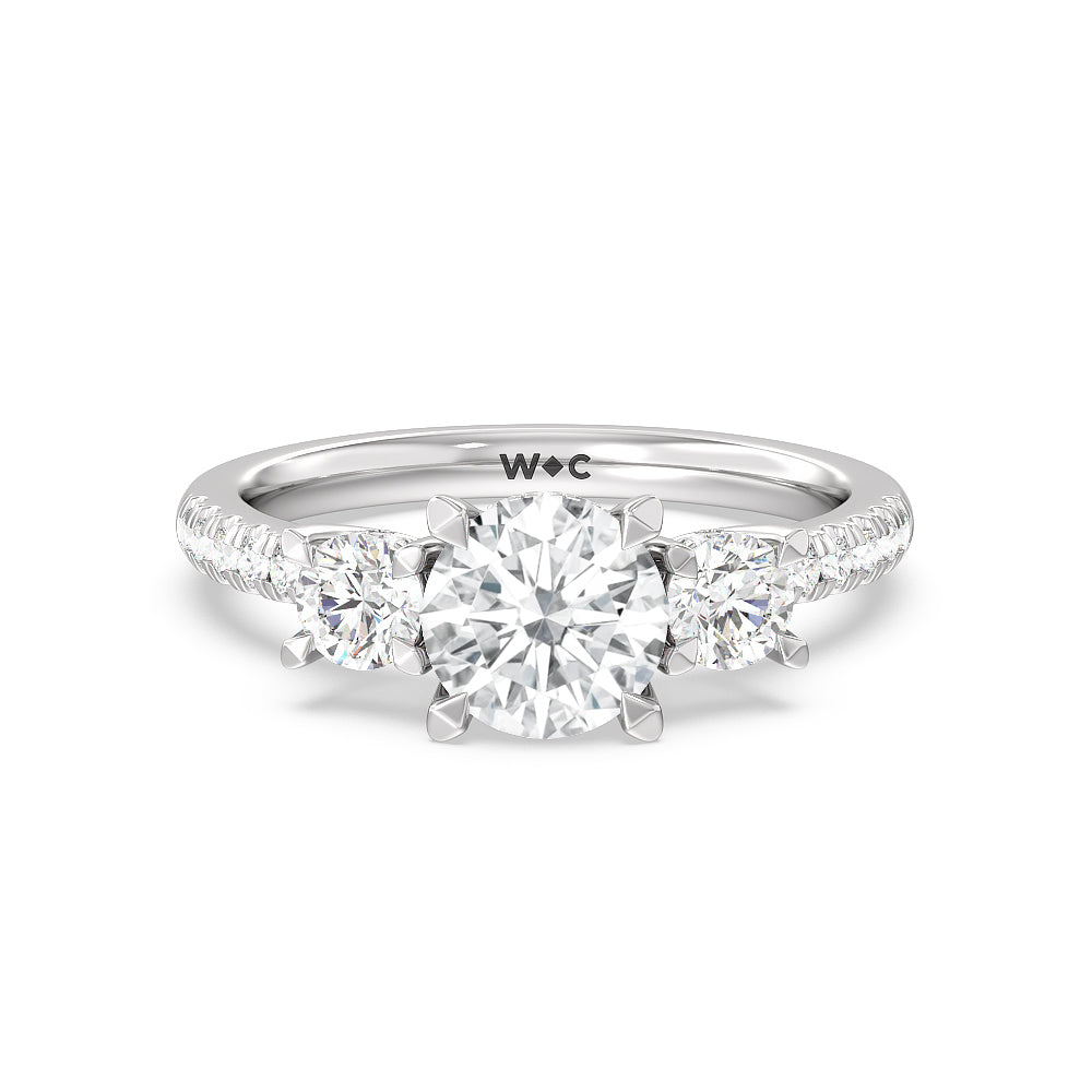 Hidden Halo Cathedral 2 1/4 CTTW Round Cut Lab Grown Diamond Hidden ...