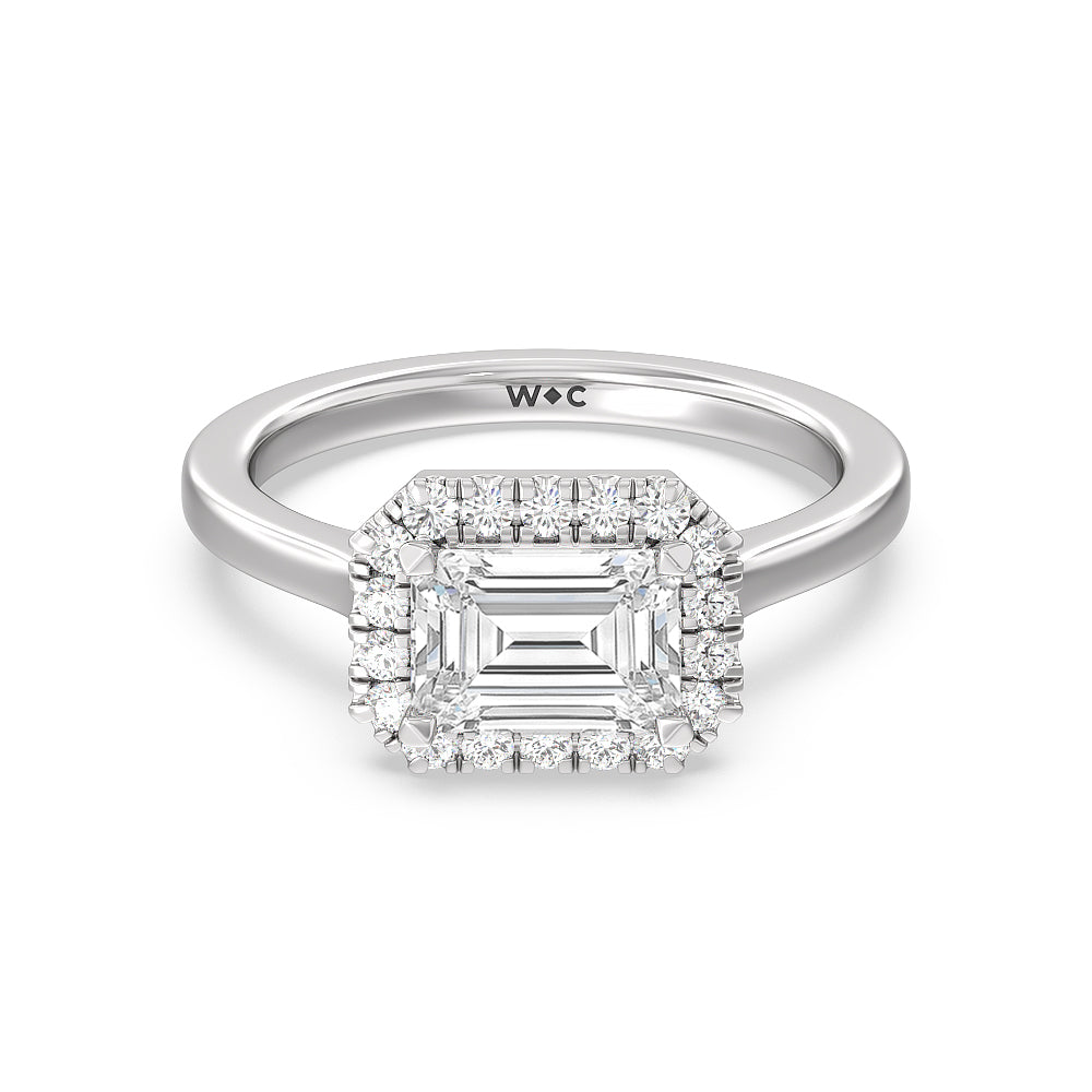 East West Halo Cathedral 2 1/4 CTTW Emerald Cut Lab Grown Diamond ...