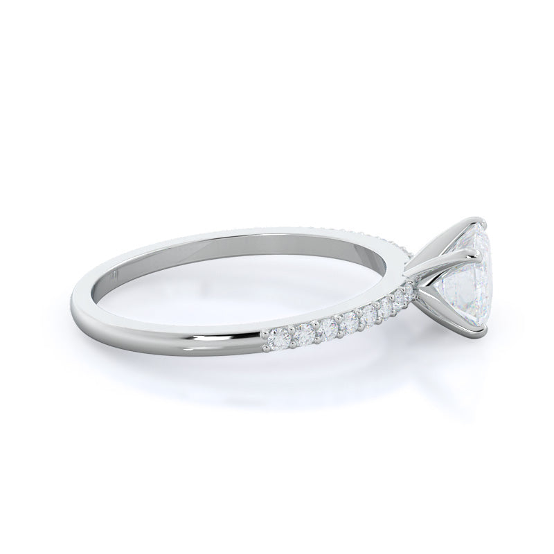 East West 2 1/6 CTTW Emerald Cut Lab Grown Diamond Engagement Ring in ...